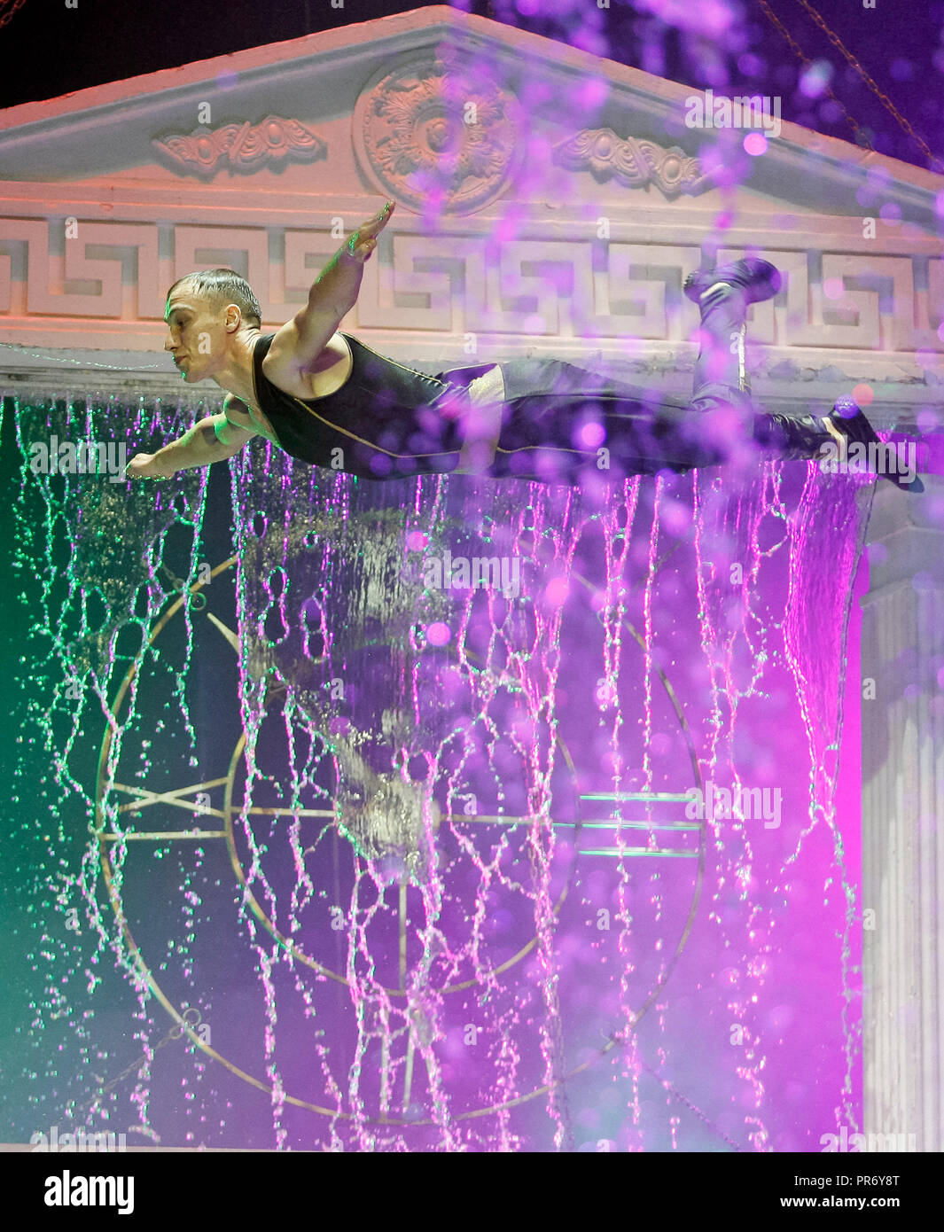 A Ukrainian artist seen performing during the circus. The show of giant ...