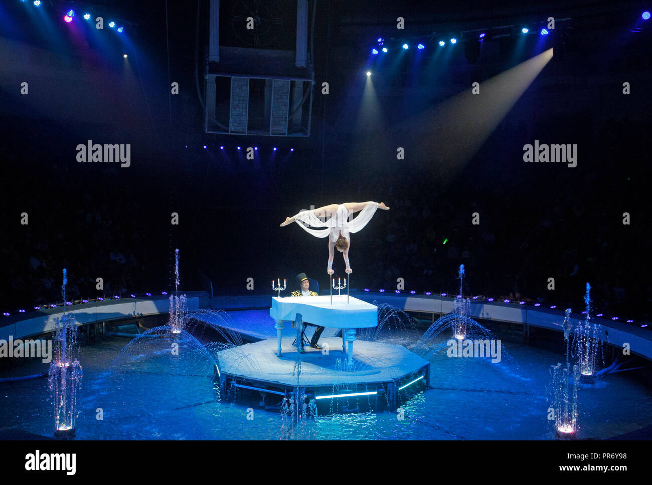 A Ukrainian artist seen performing during the circus. The show of giant ...