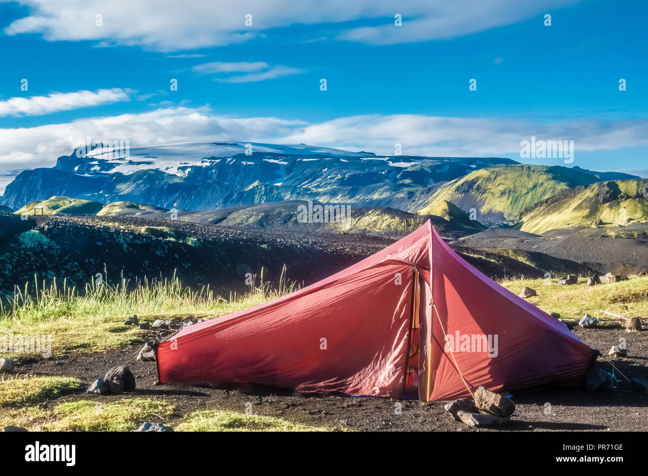 Remote camping , Emstrur campsite in the Highlands of Iceland along the ...