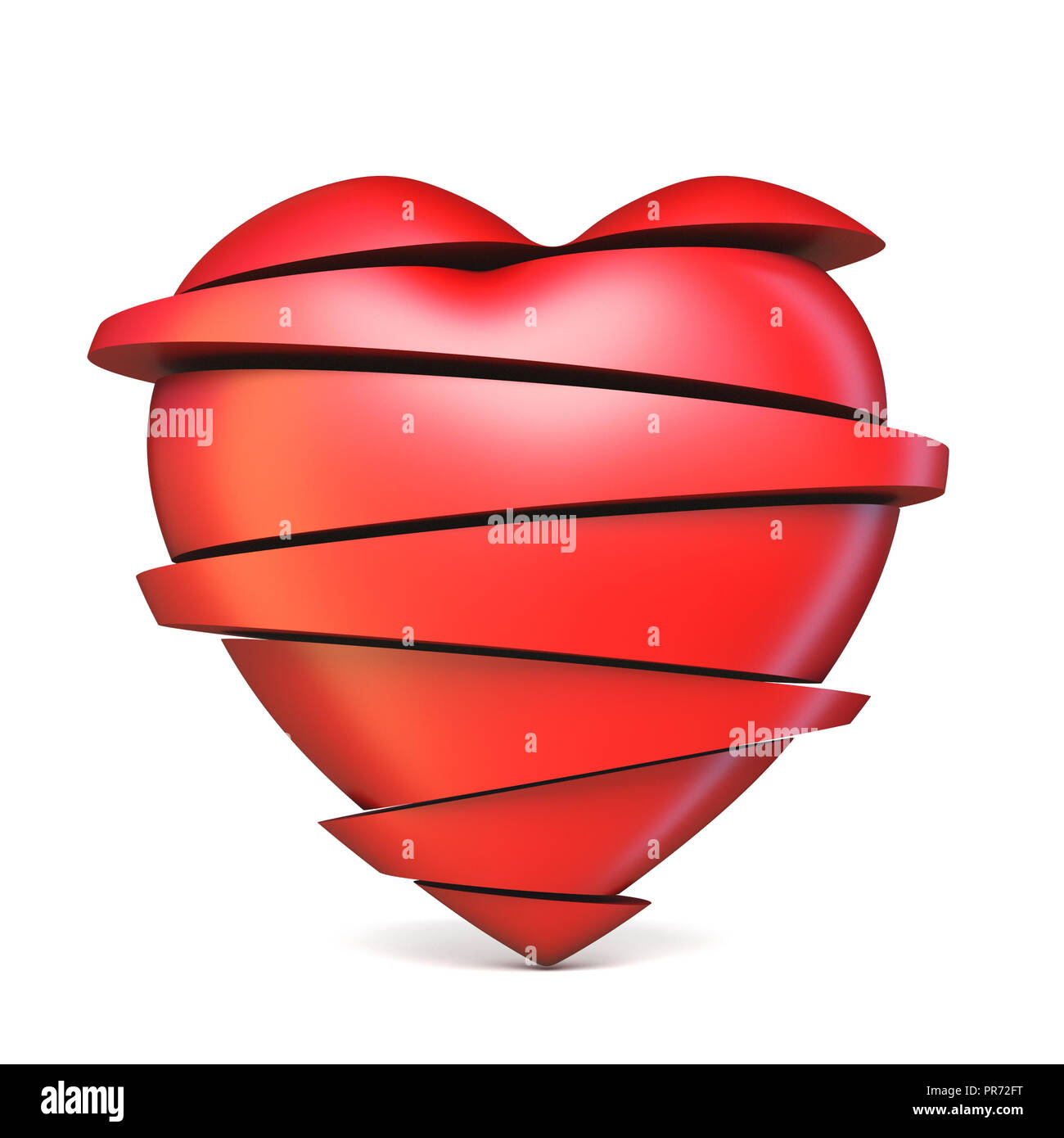 Sliced red heart 3D rendering illustration isolated on white background ...