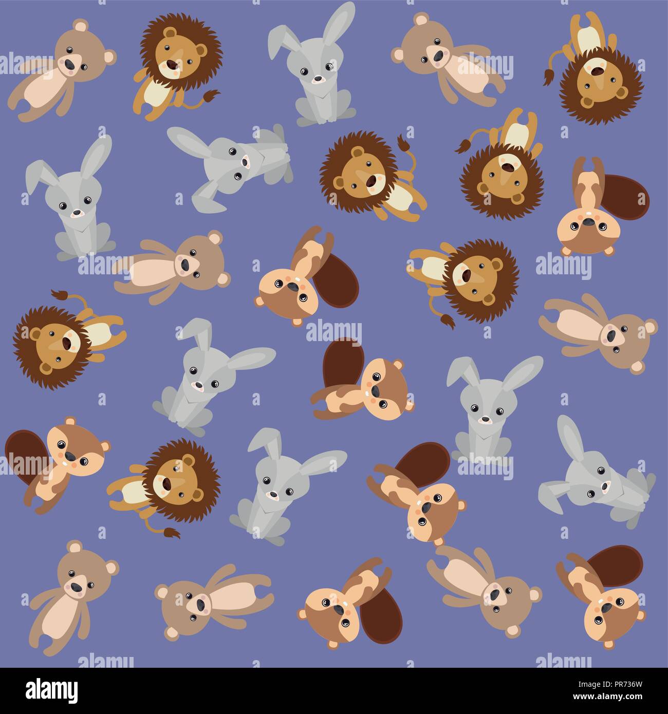 cute animals group pattern background vector illustration design Stock ...