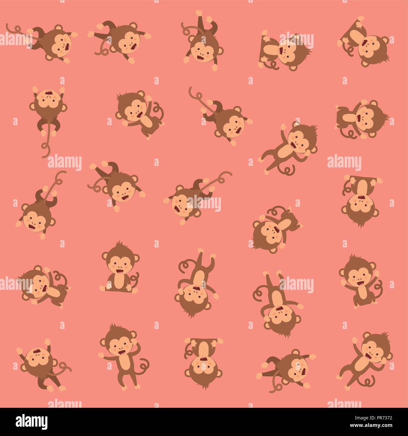 cute monkeys pattern background vector illustration design Stock Vector ...