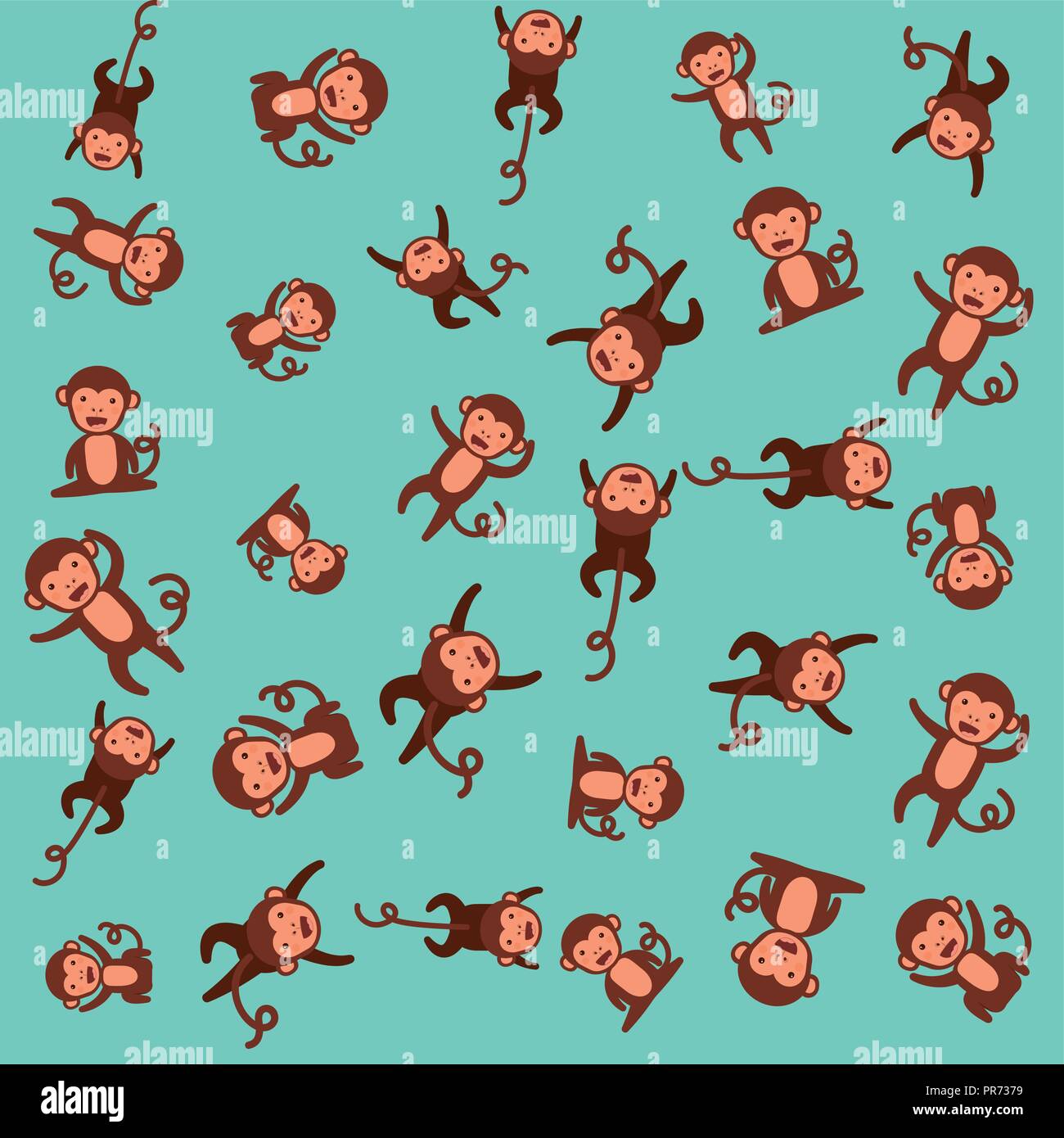 cute monkeys pattern background vector illustration design Stock Vector ...