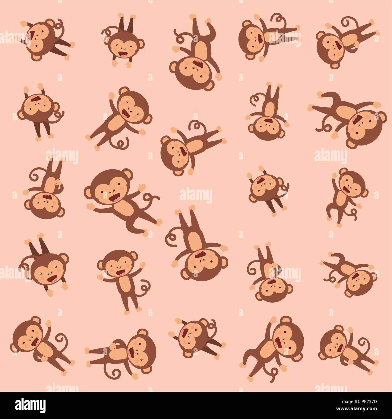 cute monkeys pattern background vector illustration design Stock Vector ...