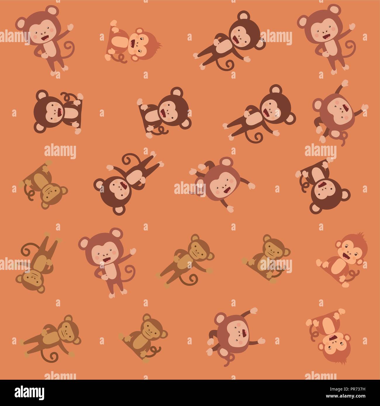 cute monkeys pattern background vector illustration design Stock Vector ...