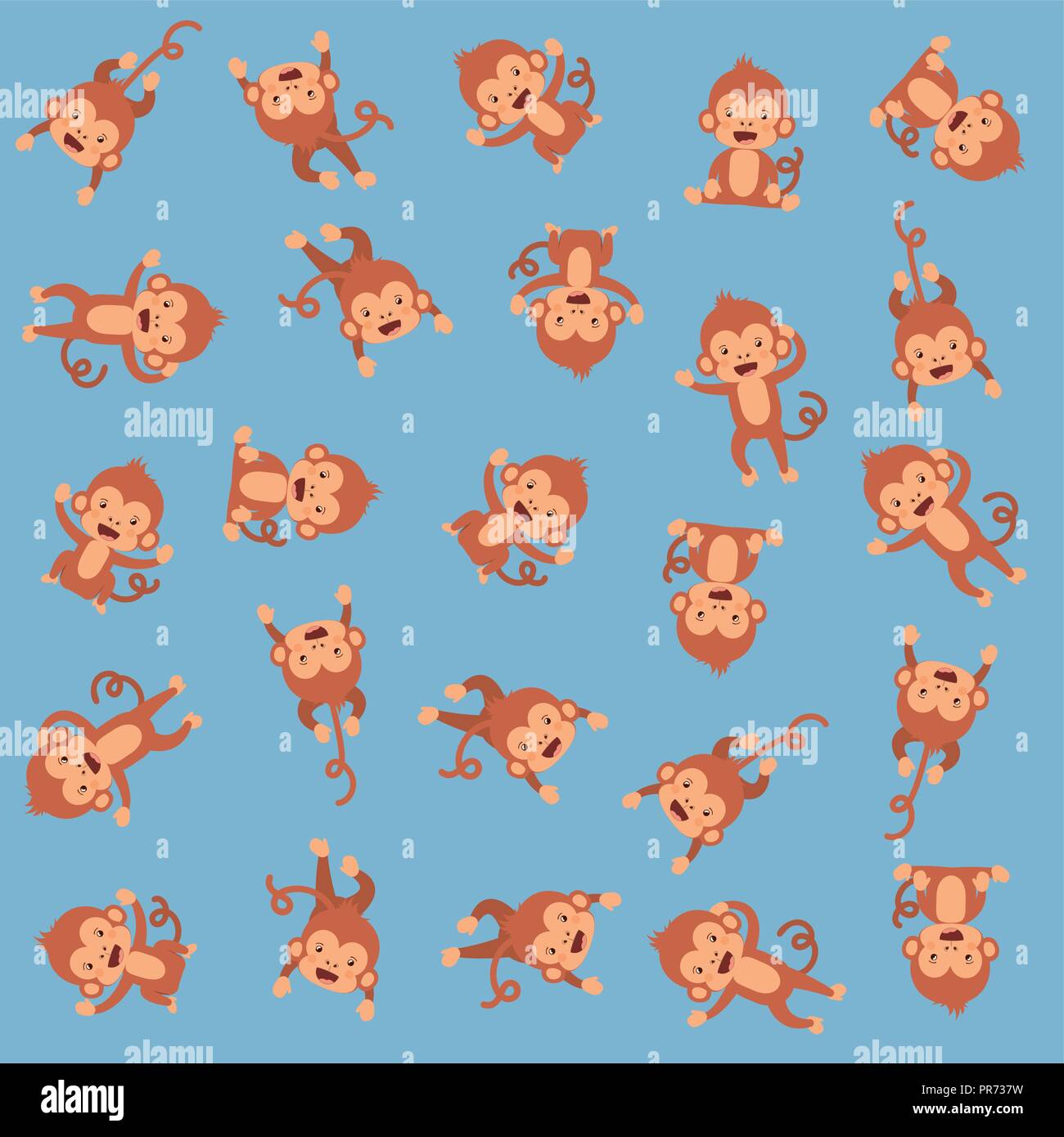 cute monkeys pattern background vector illustration design Stock Vector ...