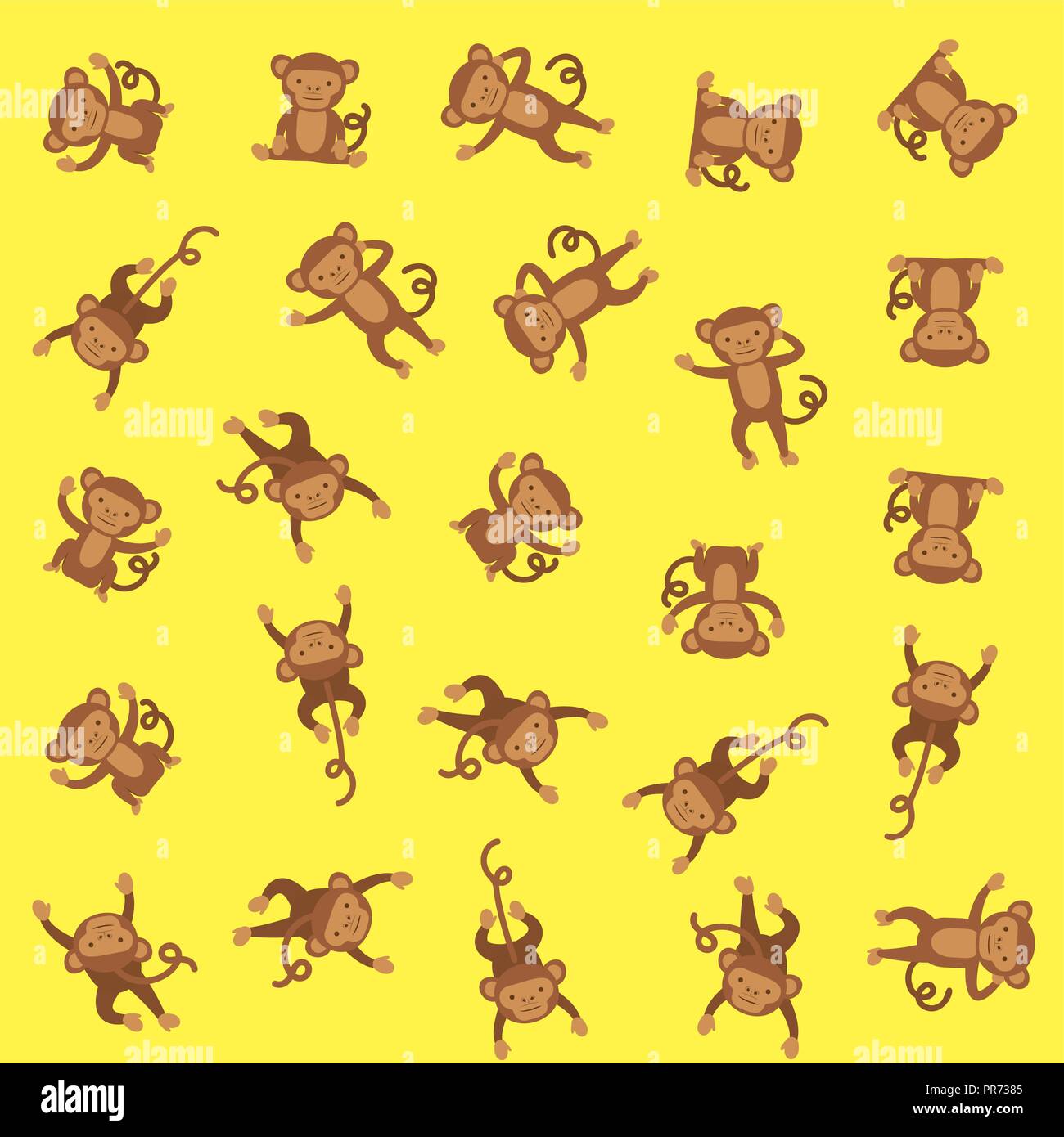 cute monkeys pattern background vector illustration design Stock Vector ...