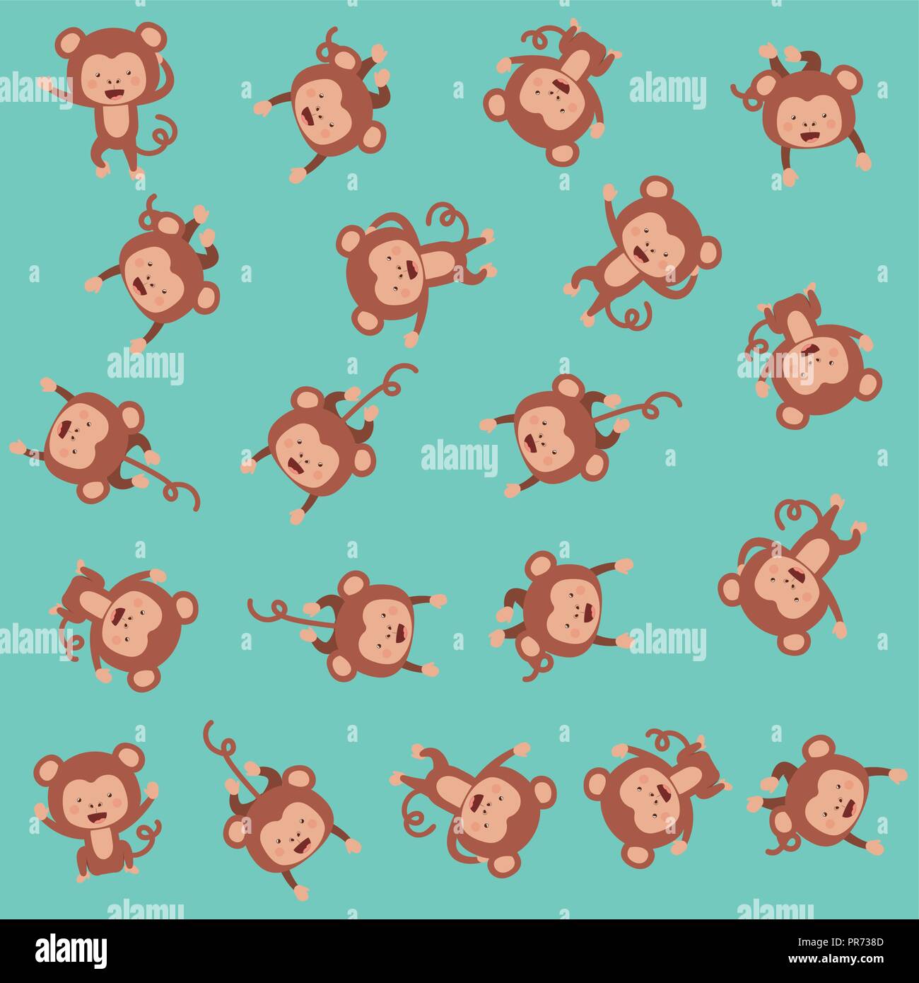 cute monkeys pattern background vector illustration design Stock Vector ...