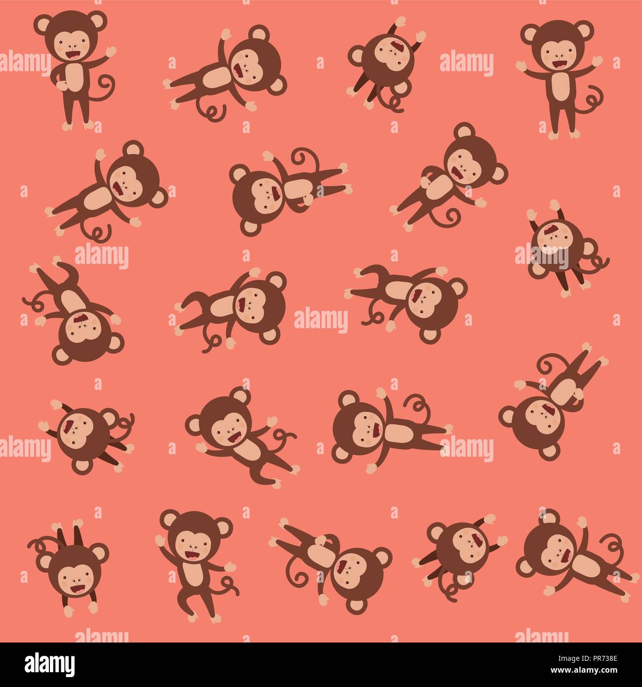 cute monkeys pattern background vector illustration design Stock Vector ...