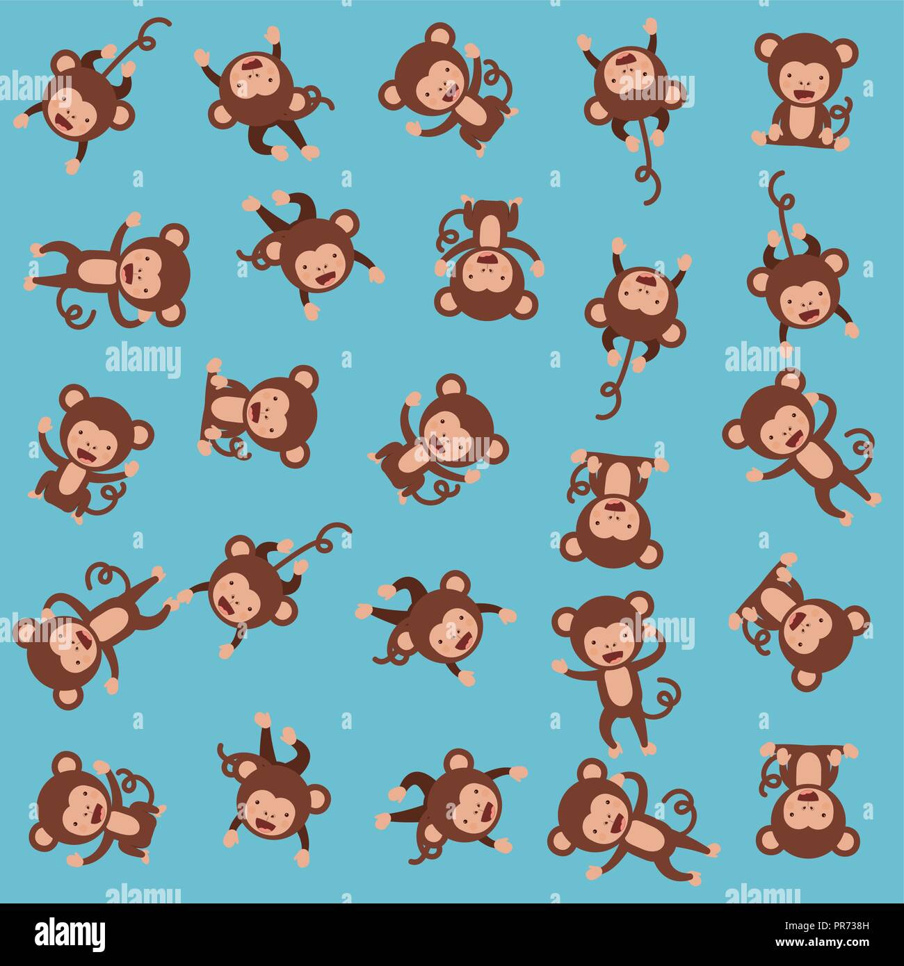 cute monkeys pattern background vector illustration design Stock Vector ...