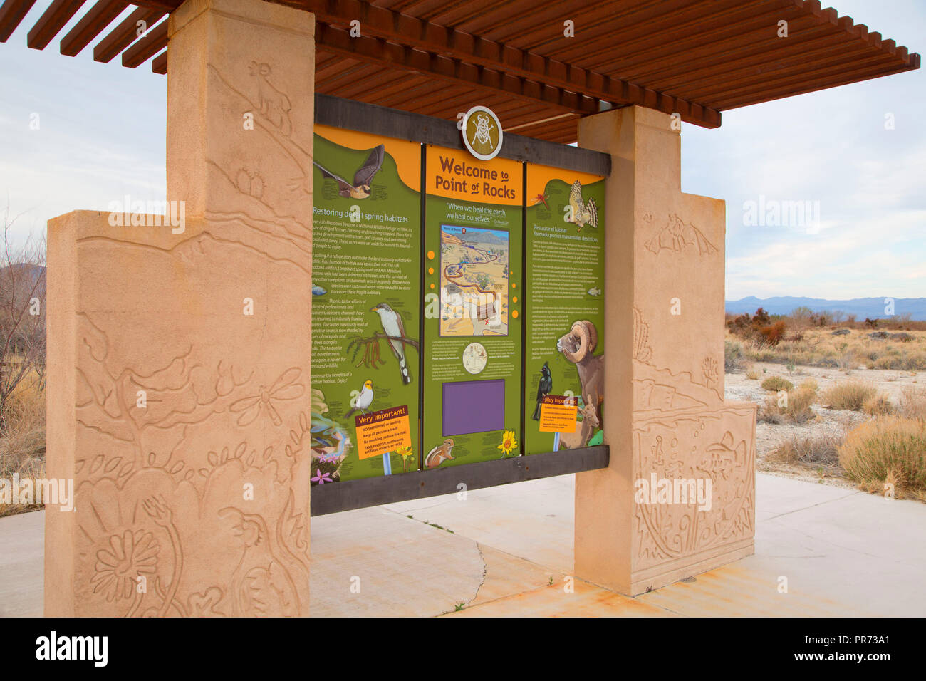 Point of Rocks trail trailhead kiosk, Ash Meadows National Wildlife ...