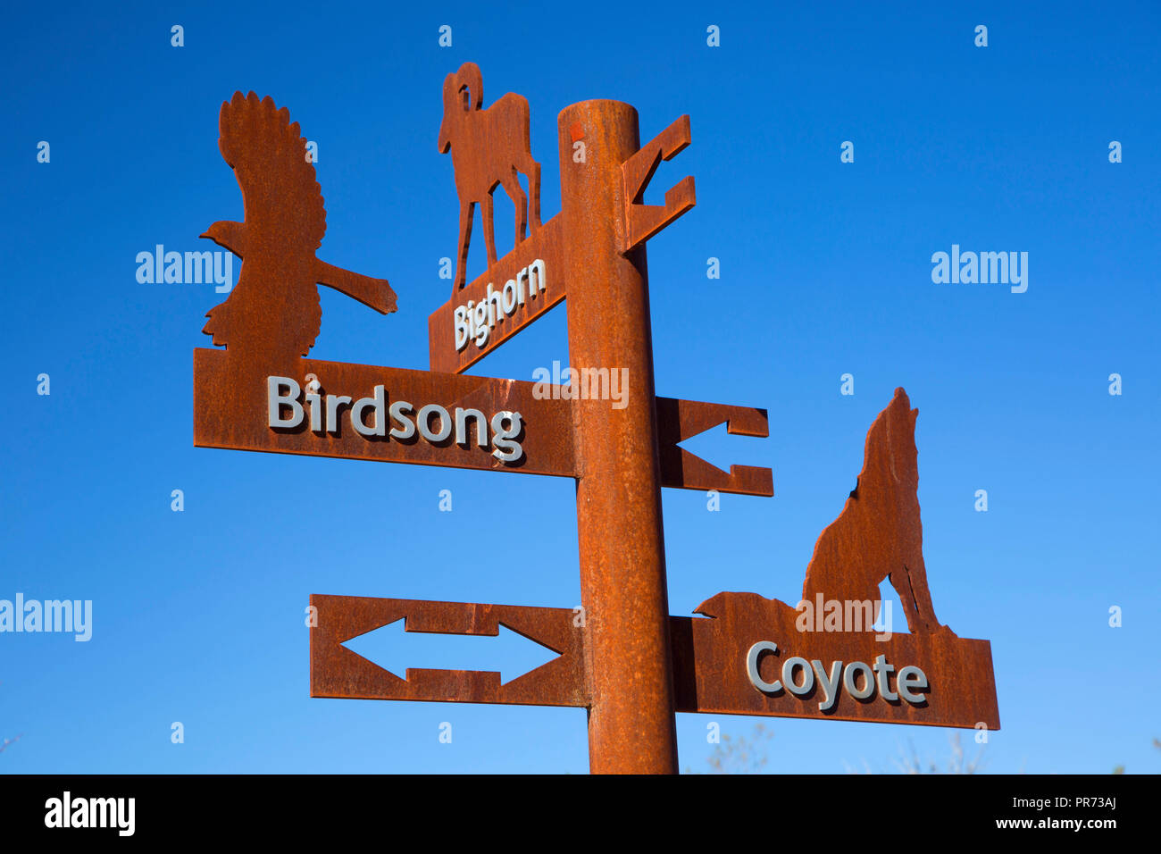 Trail junction sign, Desert National Wildlife Refuge, Nevada Stock ...