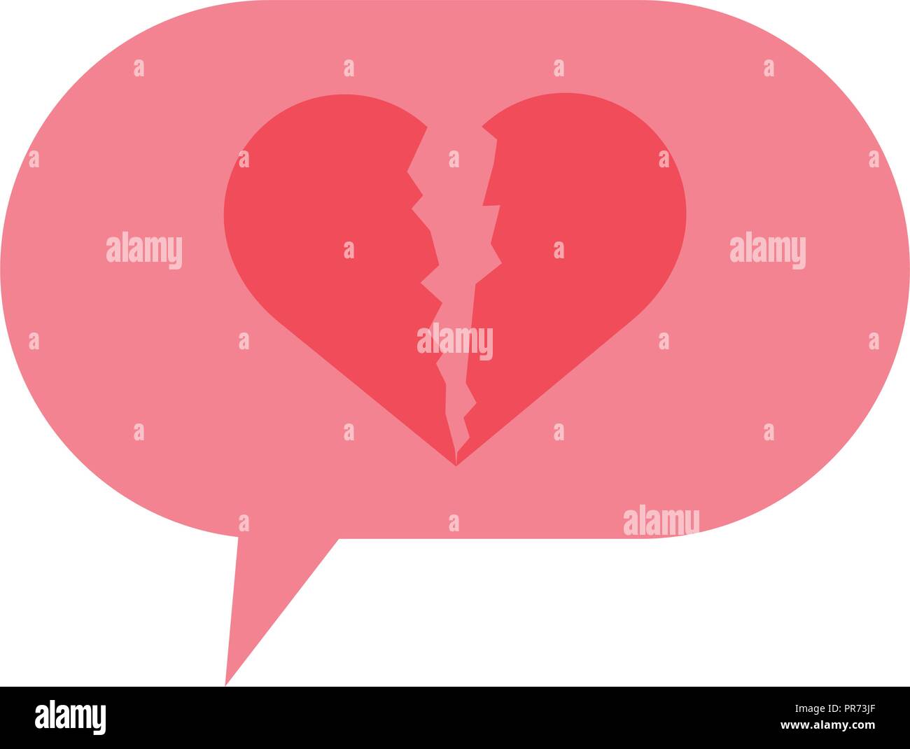 speech bubble chat with heart broken vector illustration design Stock ...