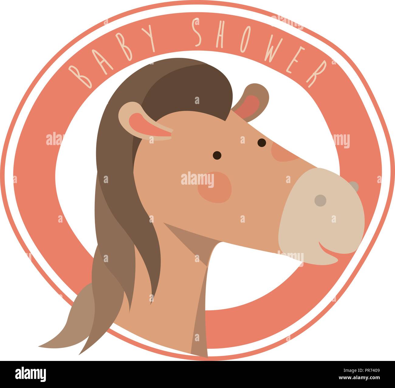 cute horse with circular frame vector illustration design Stock Vector ...