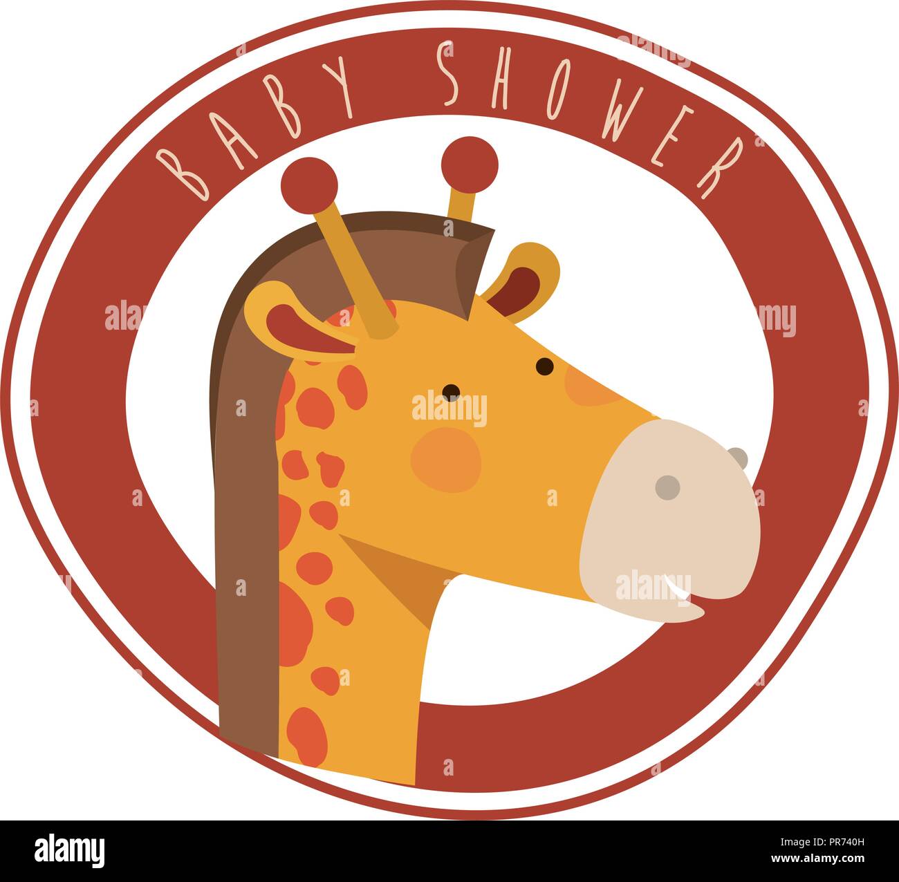 cute giraffe with circular frame vector illustration design Stock ...