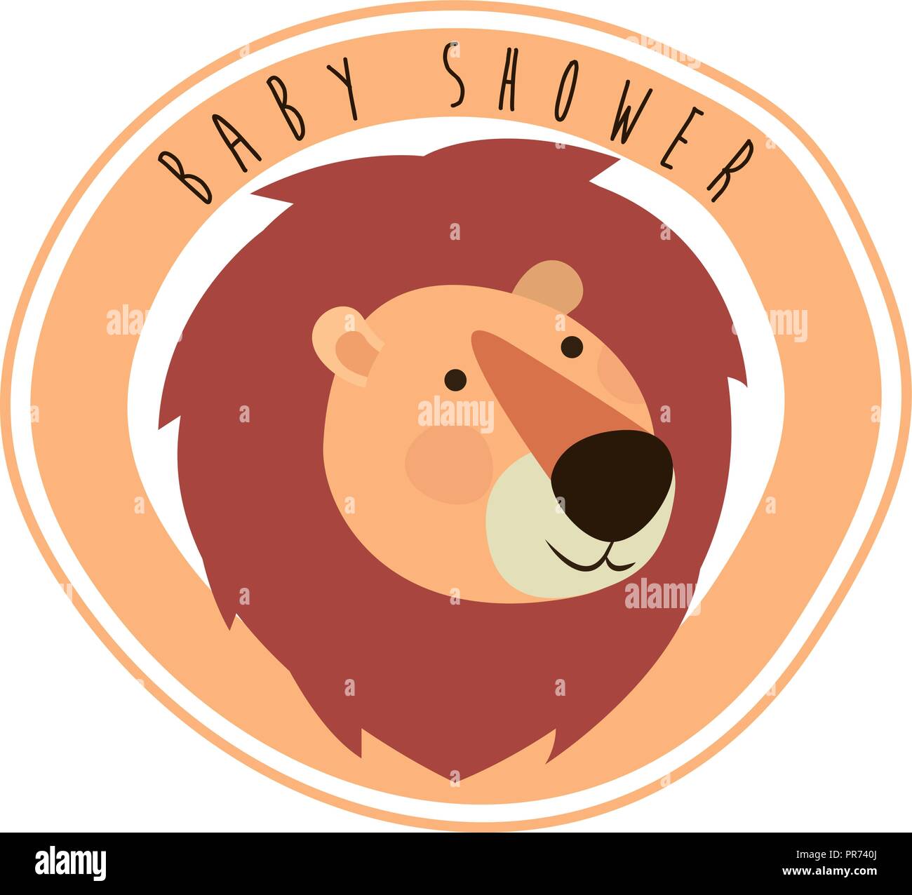 cute lion with circular frame vector illustration design Stock Vector ...