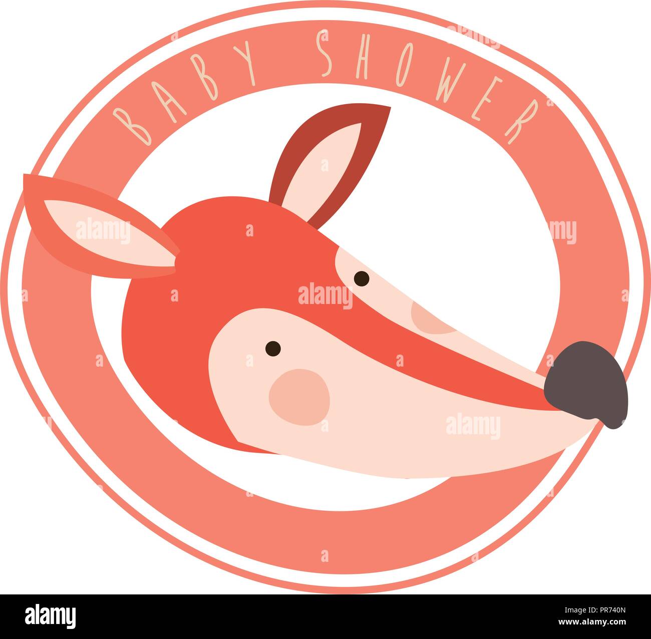cute fox with circular frame vector illustration design Stock Vector ...