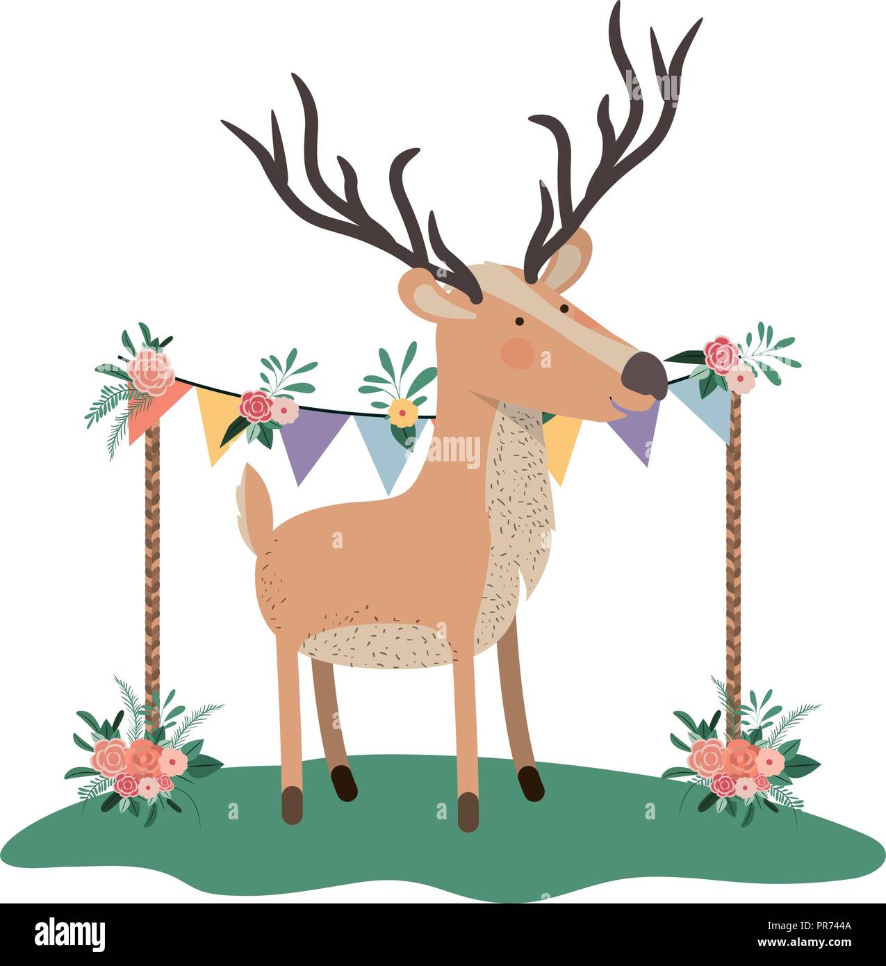 cute and adorable deer with floral frame Stock Vector Image & Art - Alamy