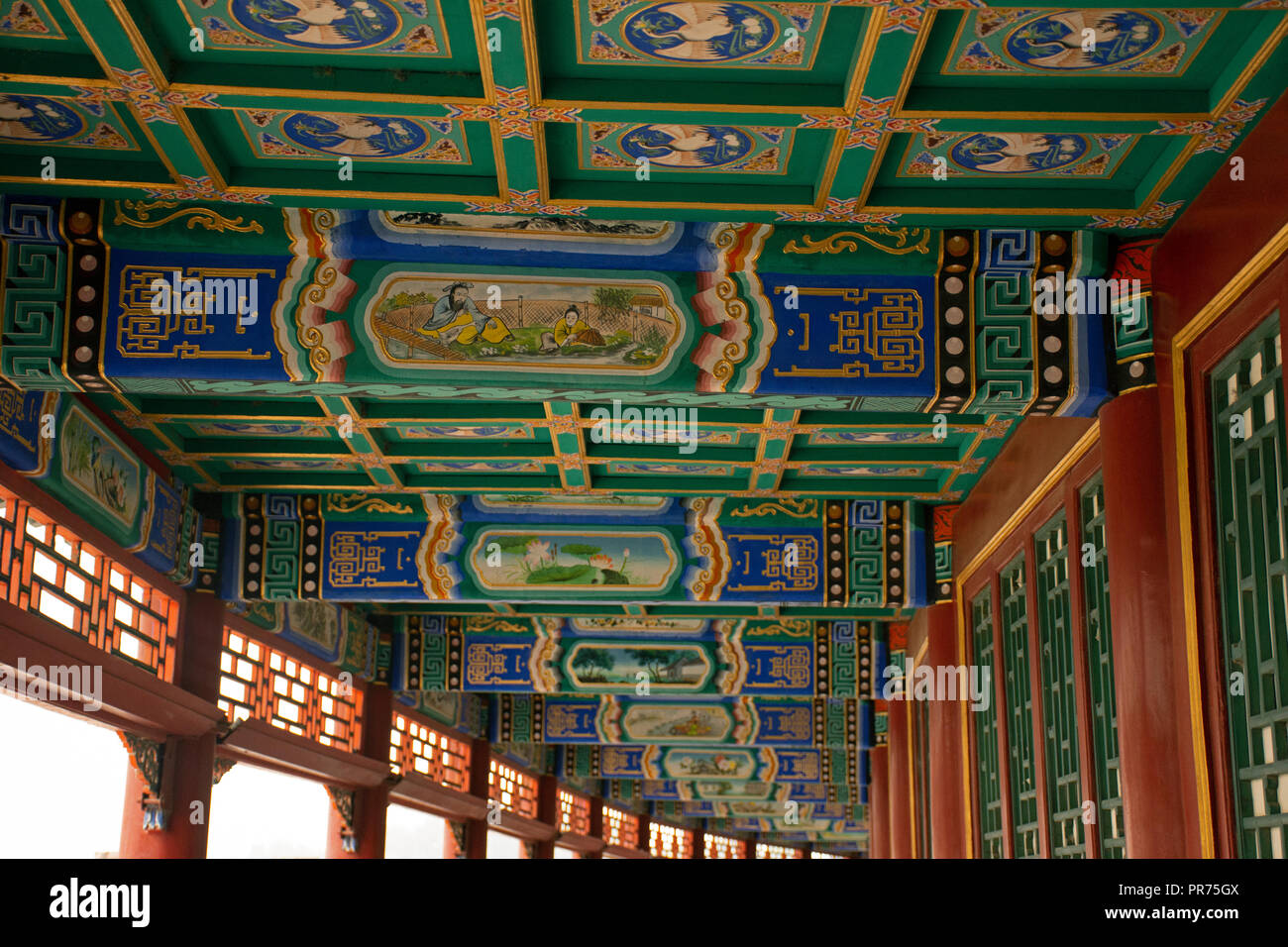 Ceiling detail of a traditional Chinese pagoda, Beihai Park, Beijing ...