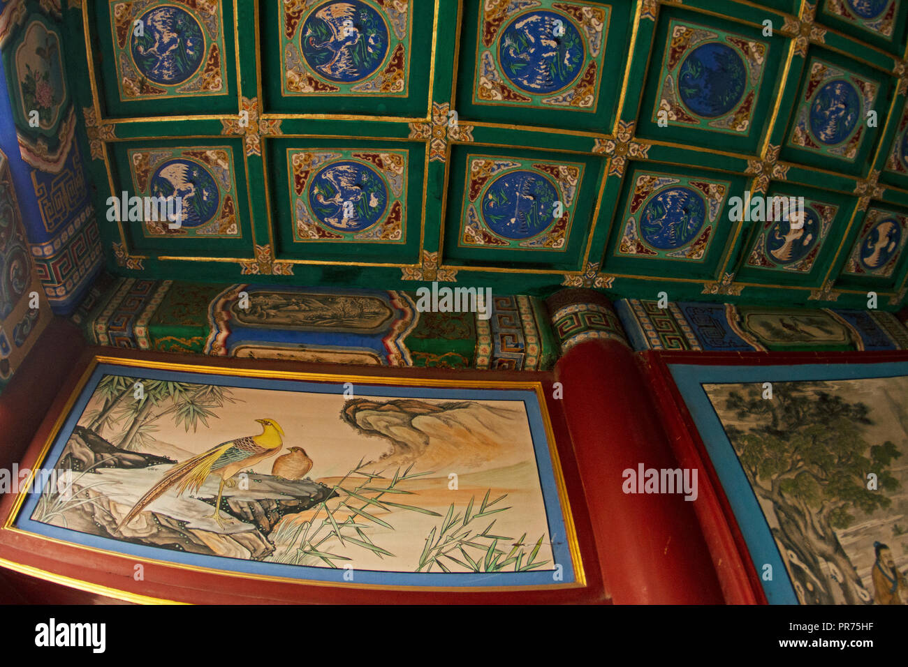 Ceiling detail of a traditional Chinese pagoda, Beihai Park, Beijing ...