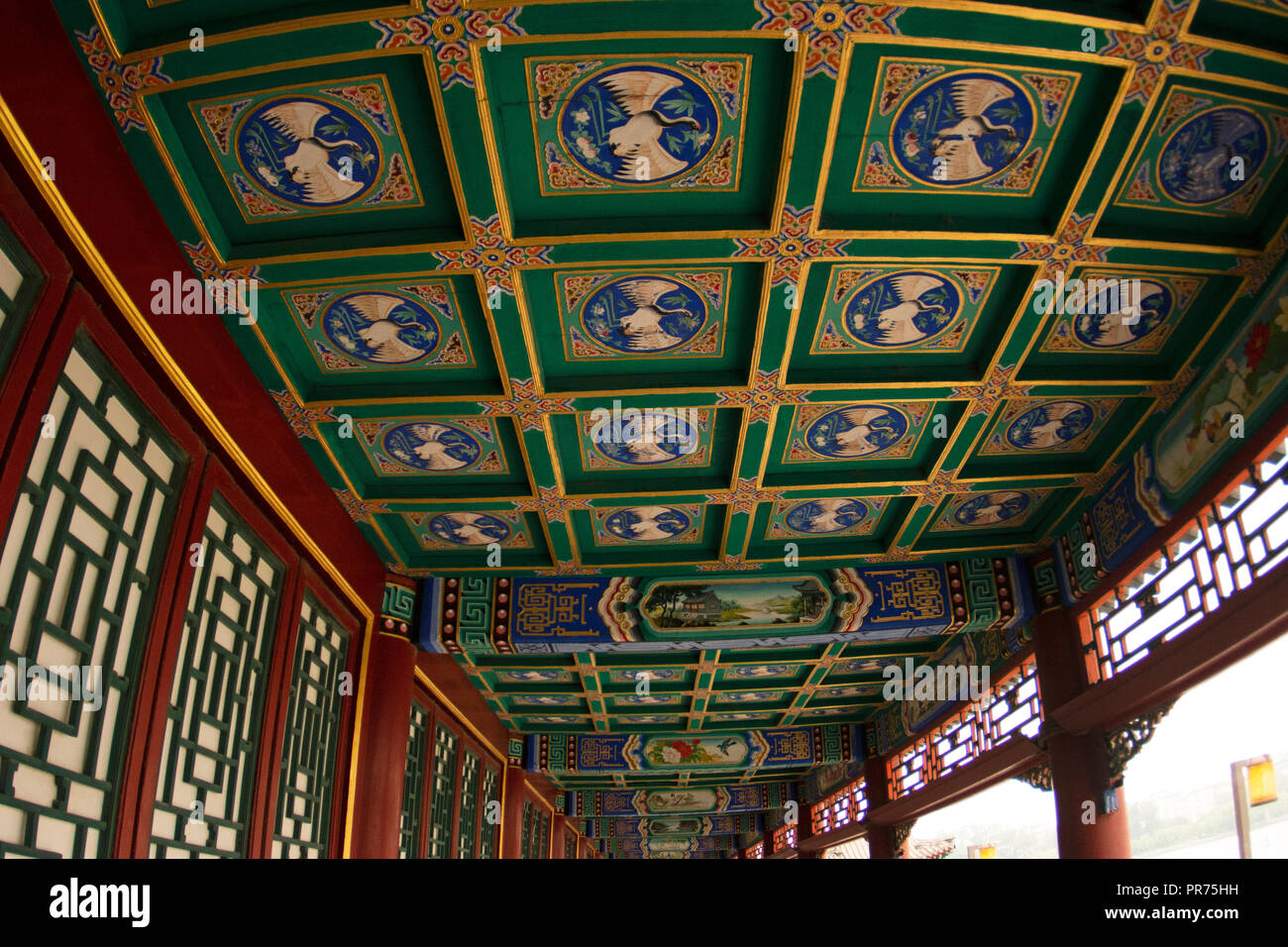 Ceiling detail of a traditional Chinese pagoda, Beihai Park, Beijing ...