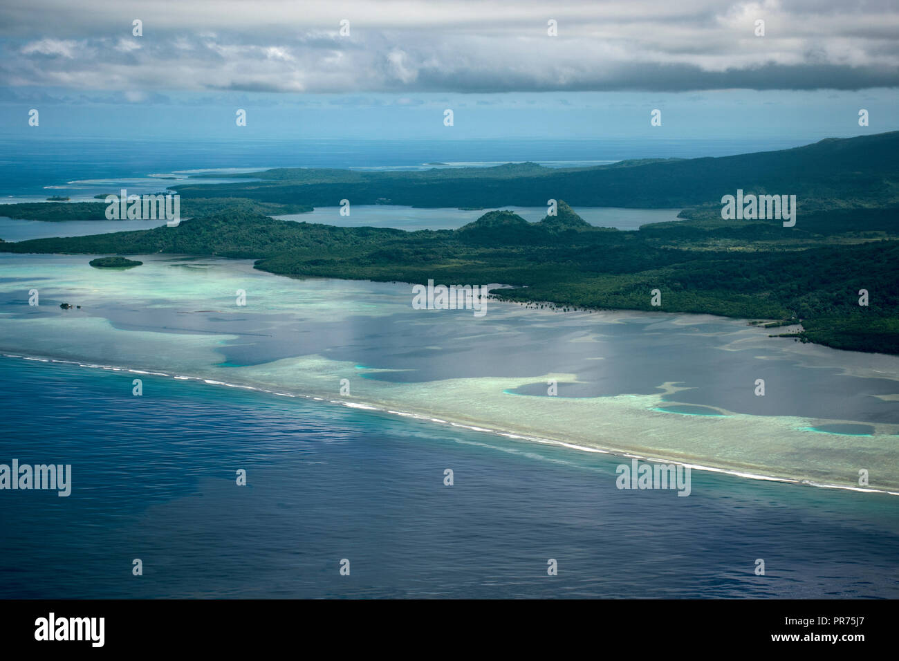 Aerial view of the lagoon of Pohnpei, Federated States of Micronesia ...