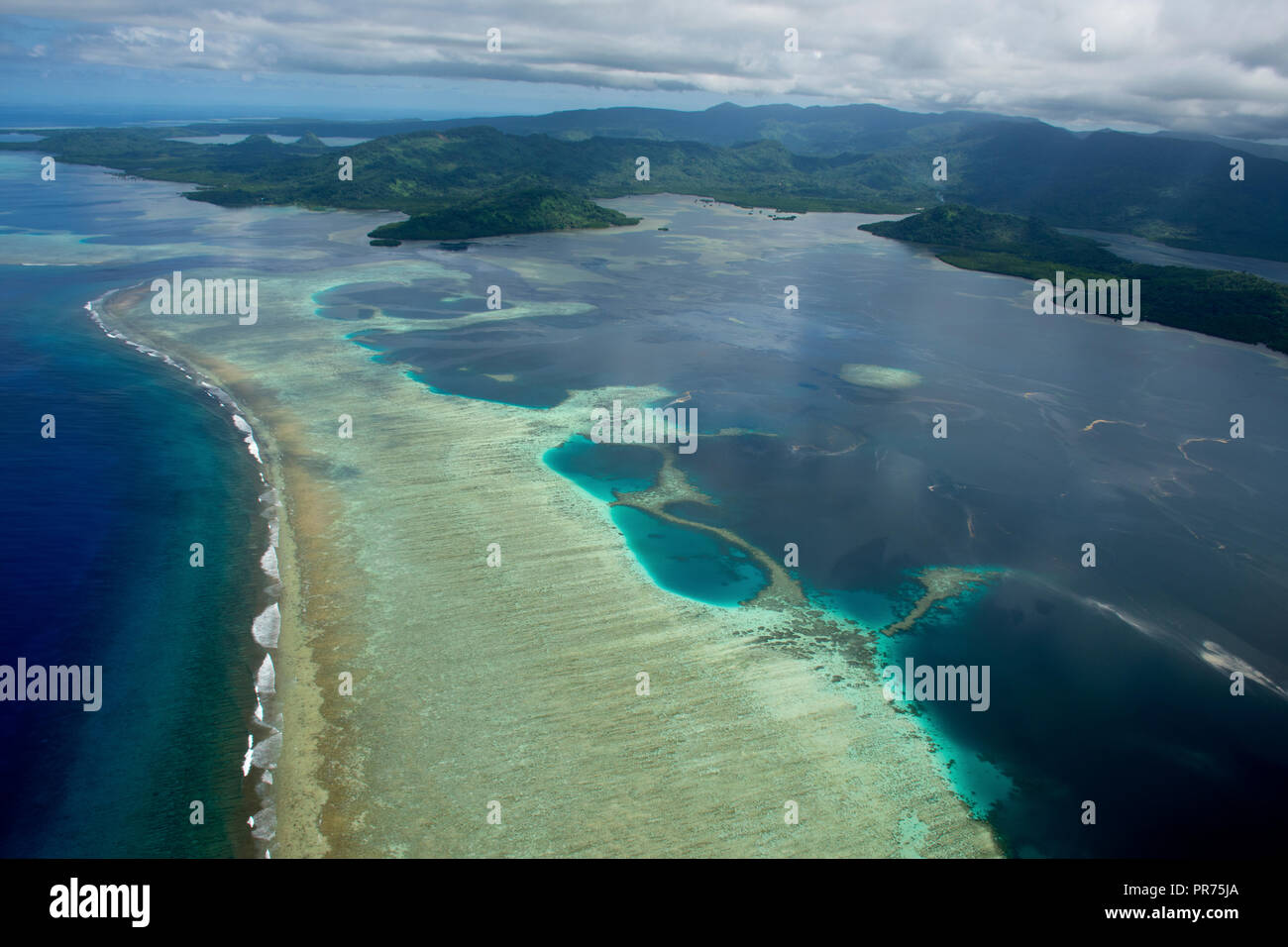 Aerial view of the lagoon of Pohnpei, Federated States of Micronesia ...