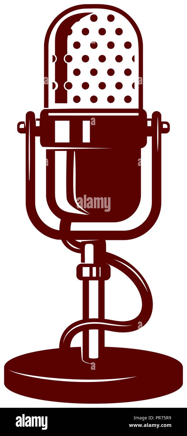 Microphone illustration on white background. Design element for logo ...