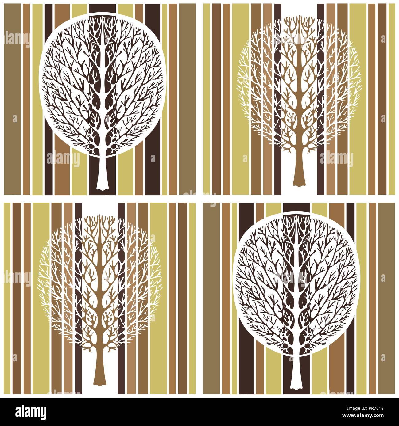 Abstract tree seamless pattern, vector illustration, stylized drawing ...