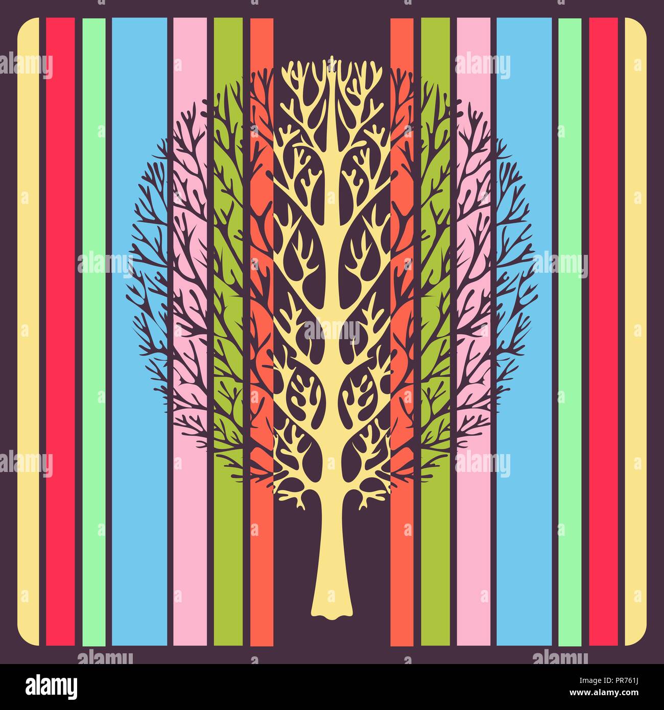 Abstract tree, vector illustration, vintage stylized drawing. Ornate ...