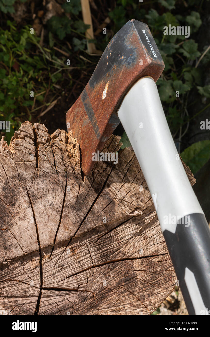 Chopping block axe hi-res stock photography and images - Alamy
