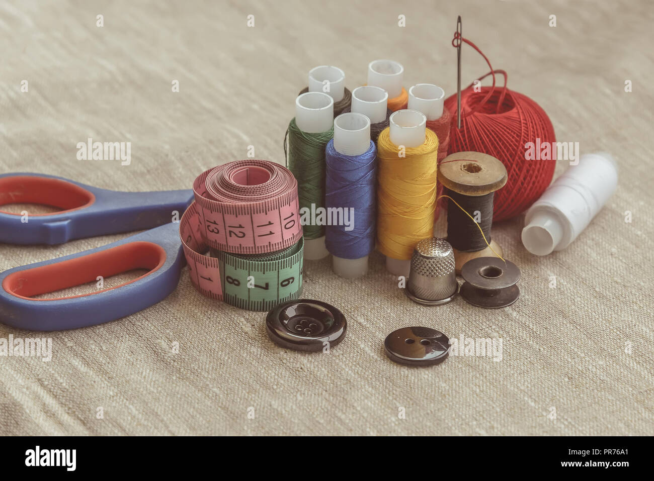composition of seamstress, tailor, thread for sewing and for knitting ...