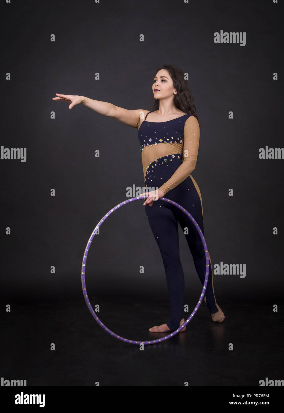 Beautiful model performs sports exercises hi-res stock photography and ...