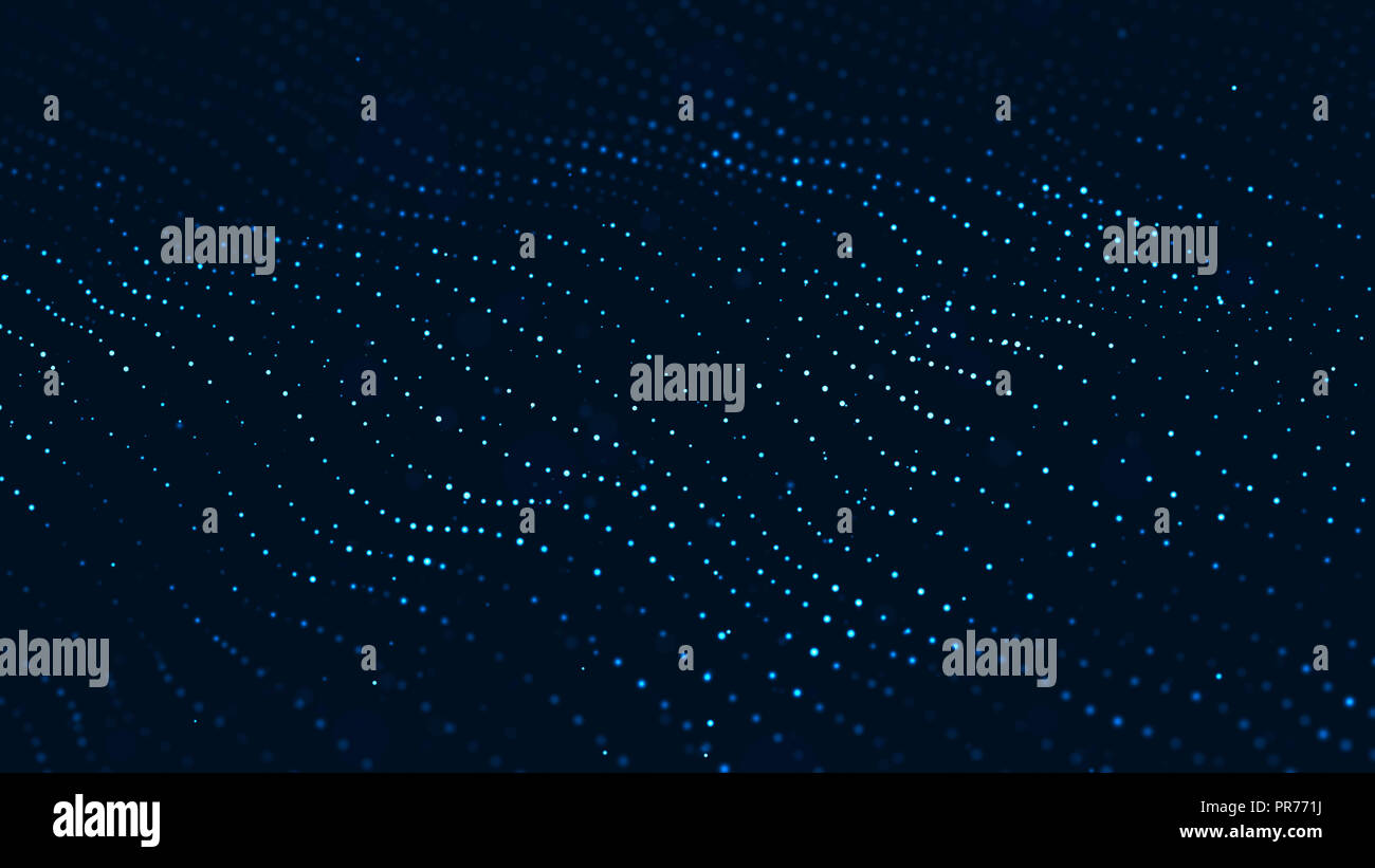 Abstract Futuristic Digital Blue Wave Particles Background Stock Photo - Alamy