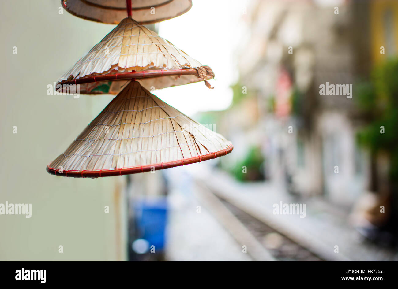Vietnamese conical hats on the street close up Stock Photo - Alamy