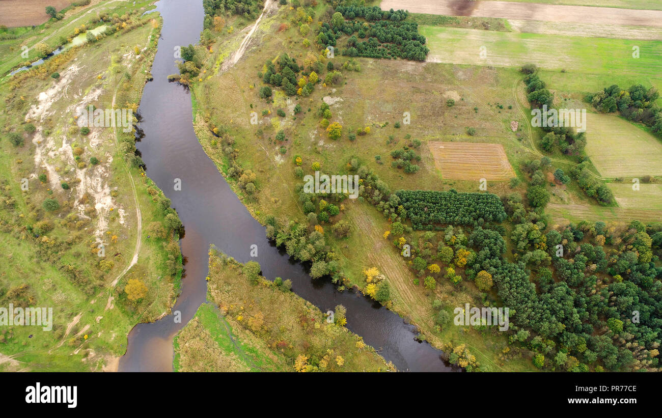 Aerial wiev of natural river Stock Photo - Alamy