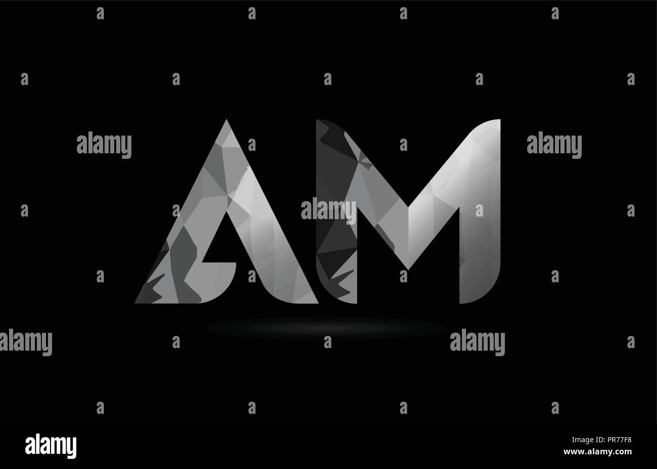 black and white alphabet letter am a m logo combination design suitable ...