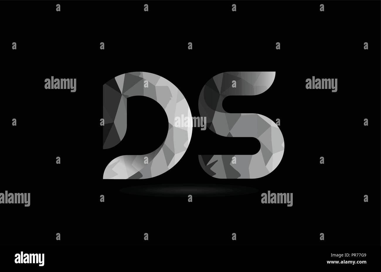 black and white alphabet letter ds d s logo combination design suitable ...