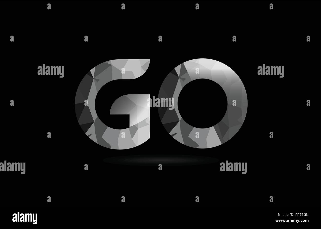 black and white alphabet letter go g o logo combination design suitable ...