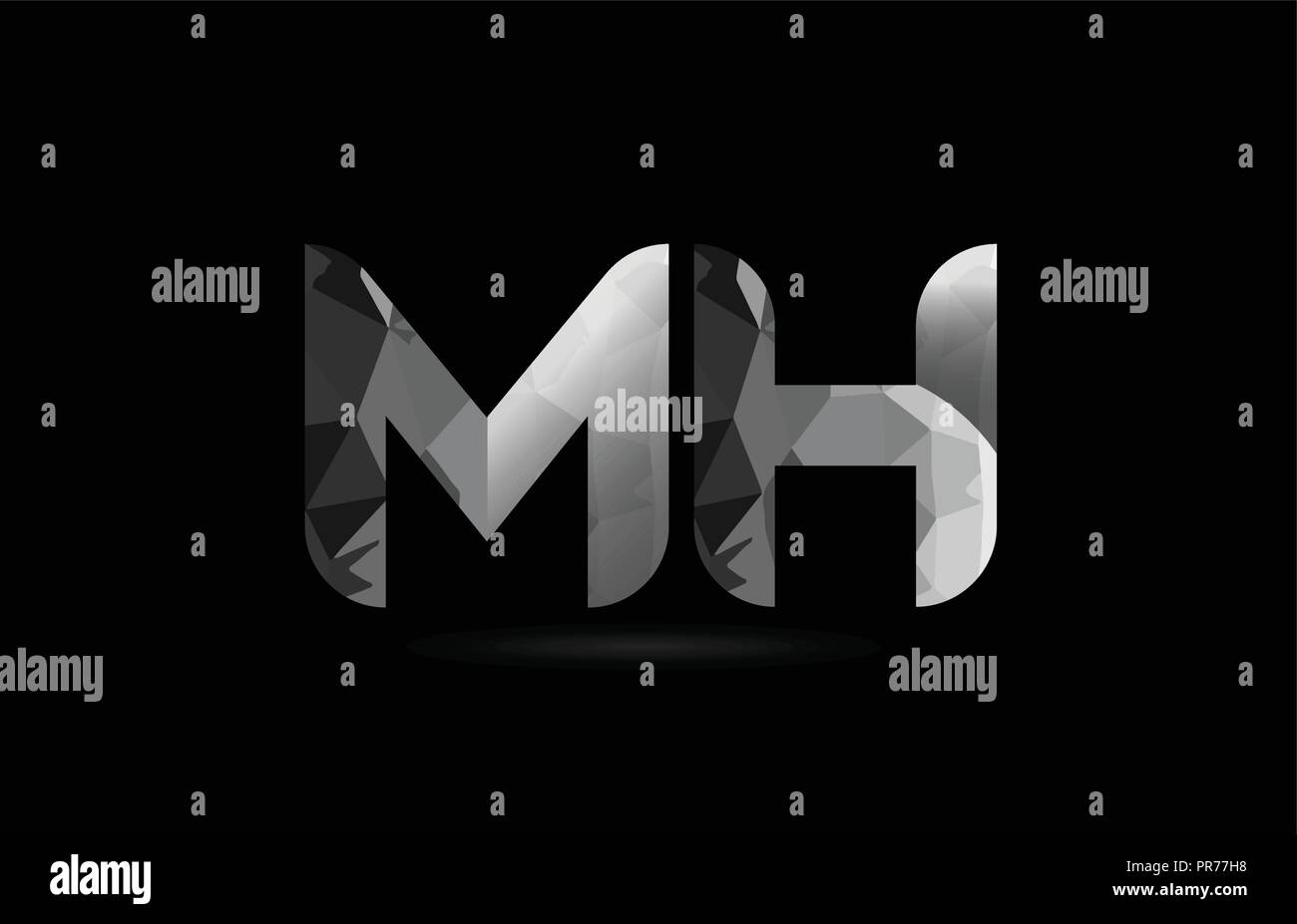 black and white alphabet letter mh m h logo combination design suitable ...