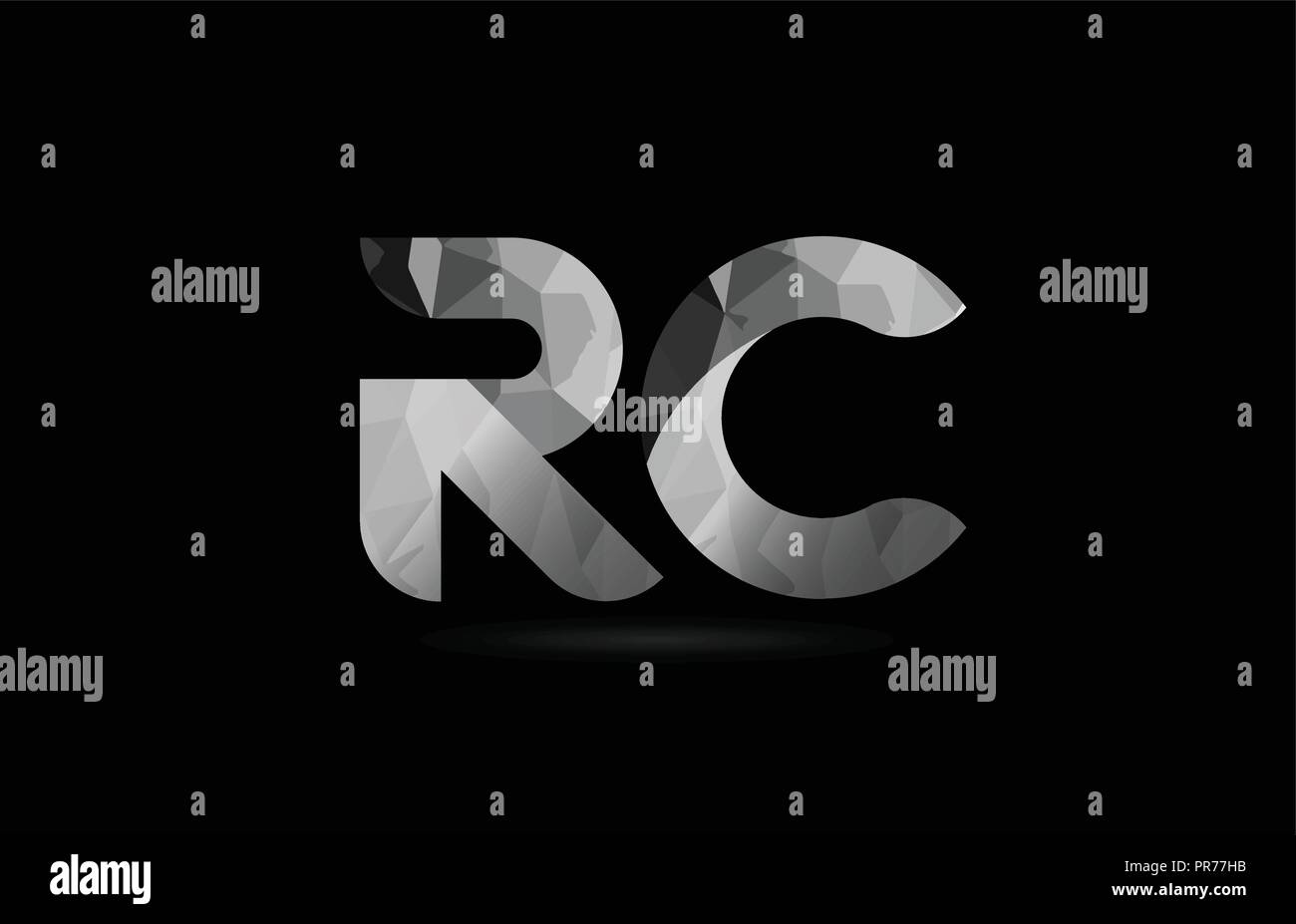 black and white alphabet letter rc r c logo combination design suitable ...