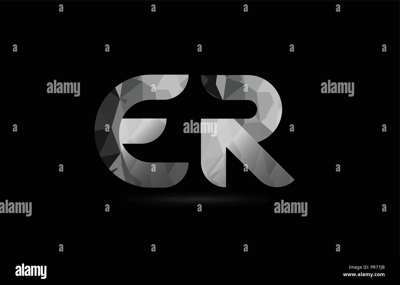 black and white alphabet letter er e r logo combination design suitable ...