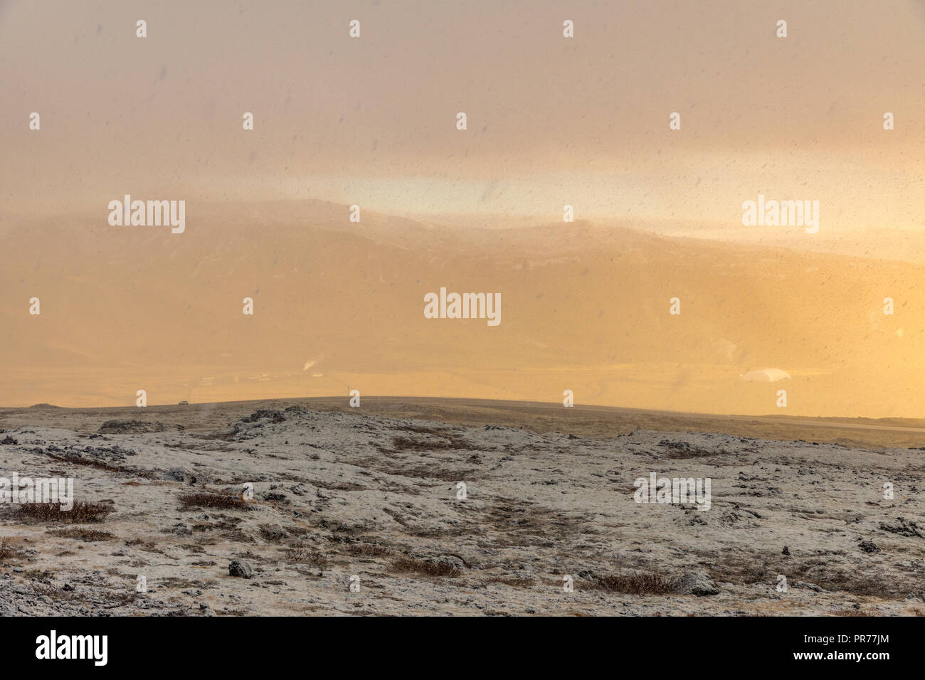Snowy Winter Mountain range with sun light in Reykjavik Iceland Stock ...