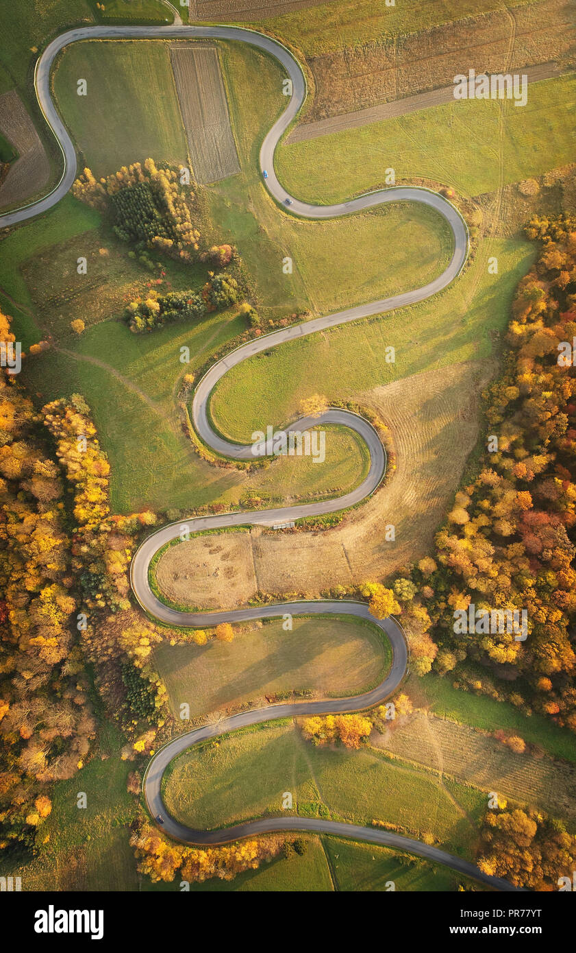 Aerial shot cars driving road hi-res stock photography and images - Alamy