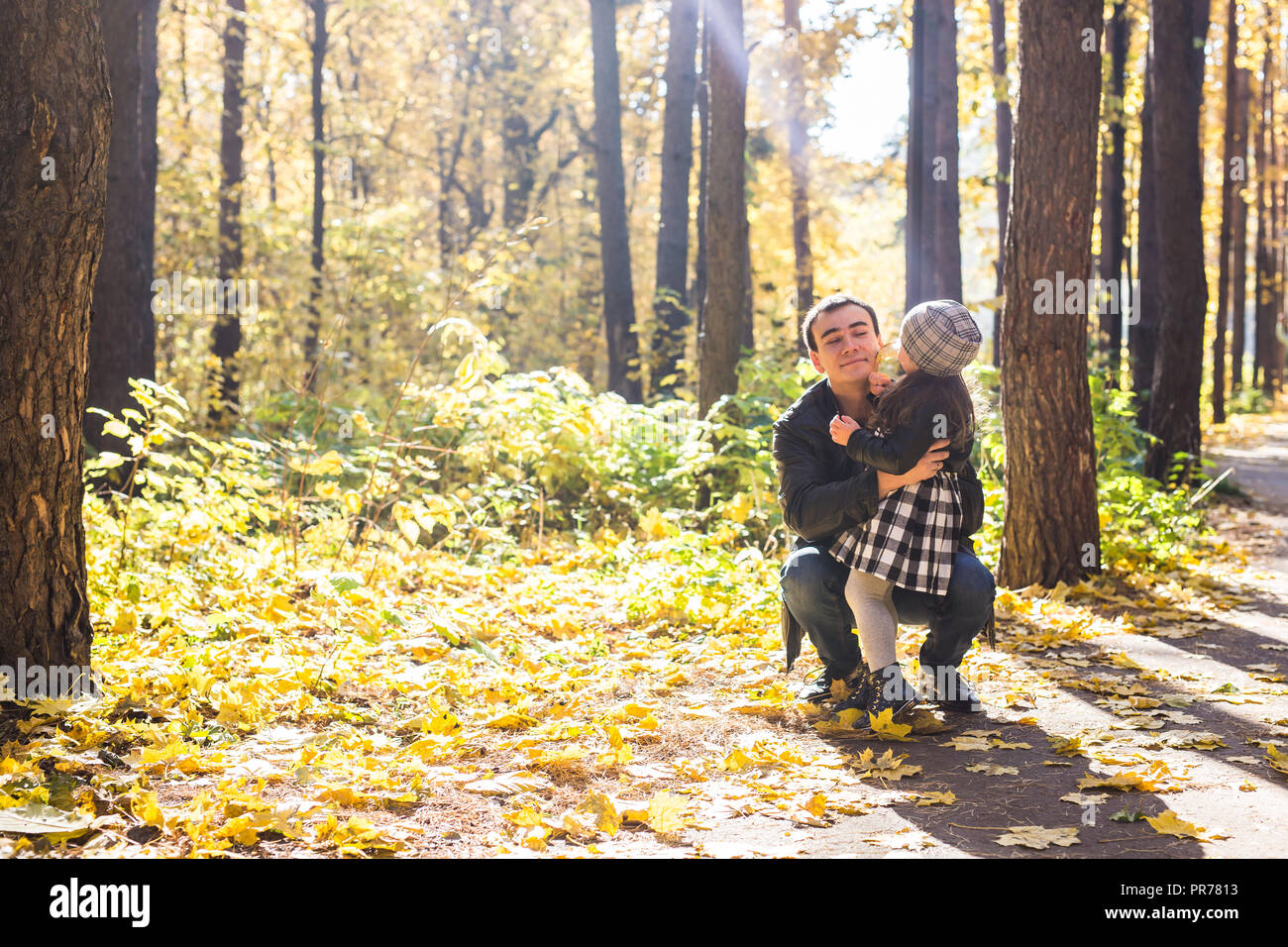 Baby, nature and family concept - Father walking with his child in ...