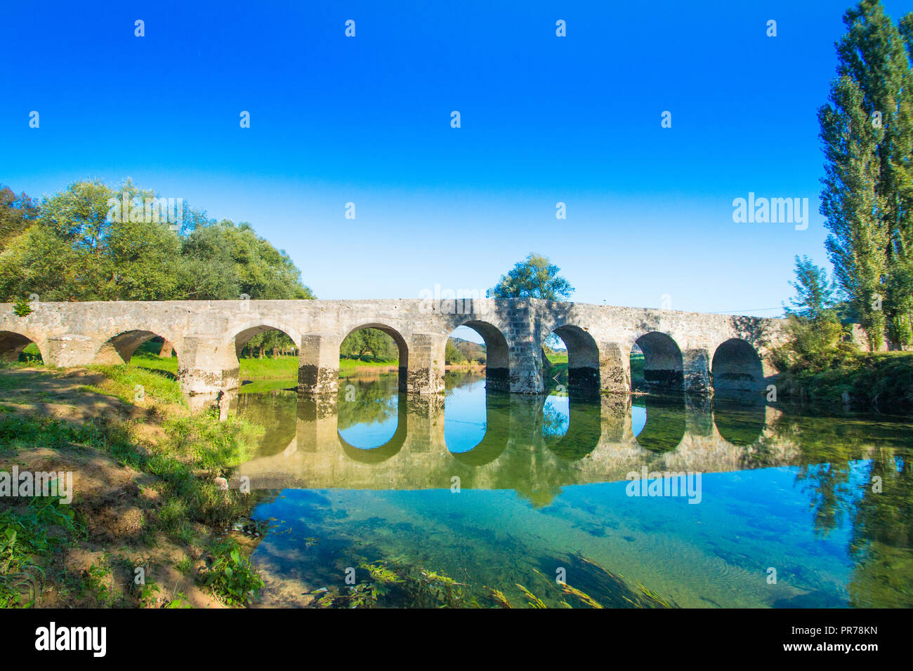Old stone bridge on the river Dobra in Karlovac county, Croatia Stock ...