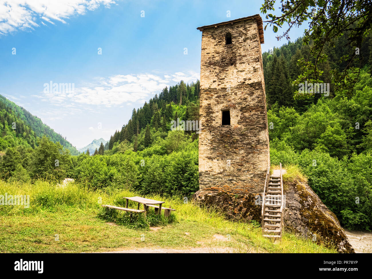 Svan tower in Svaneti countryside, Georgia Stock Photo - Alamy