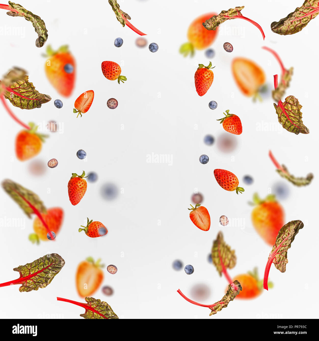 Flying fruits and berries on white background . Healthy food concept ...
