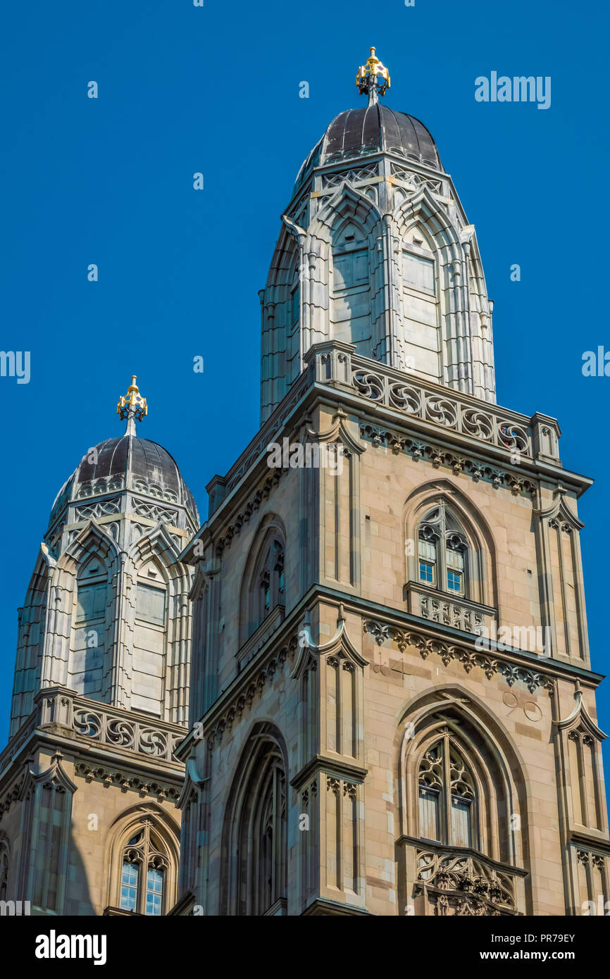 The twin towers of the Grossmunster (great minster), a symbol of the ...