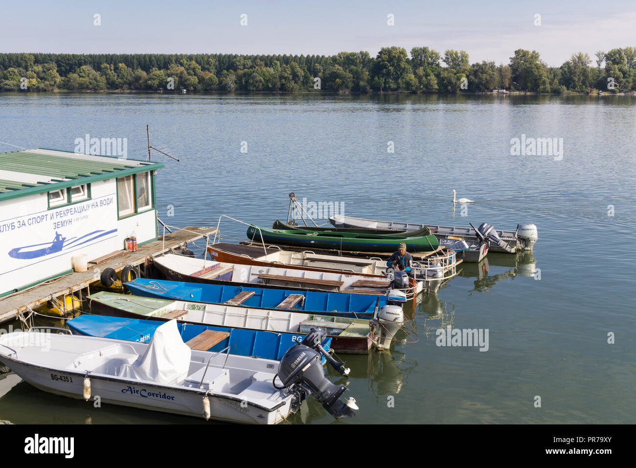 Boats on the River Danube in Zemun. Belgrade, Serbia Stock Photo - Alamy